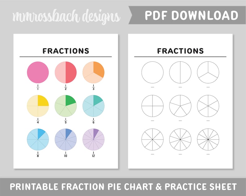 Printable Fraction Chart and Practice Worksheet - Study Guides for Math ...