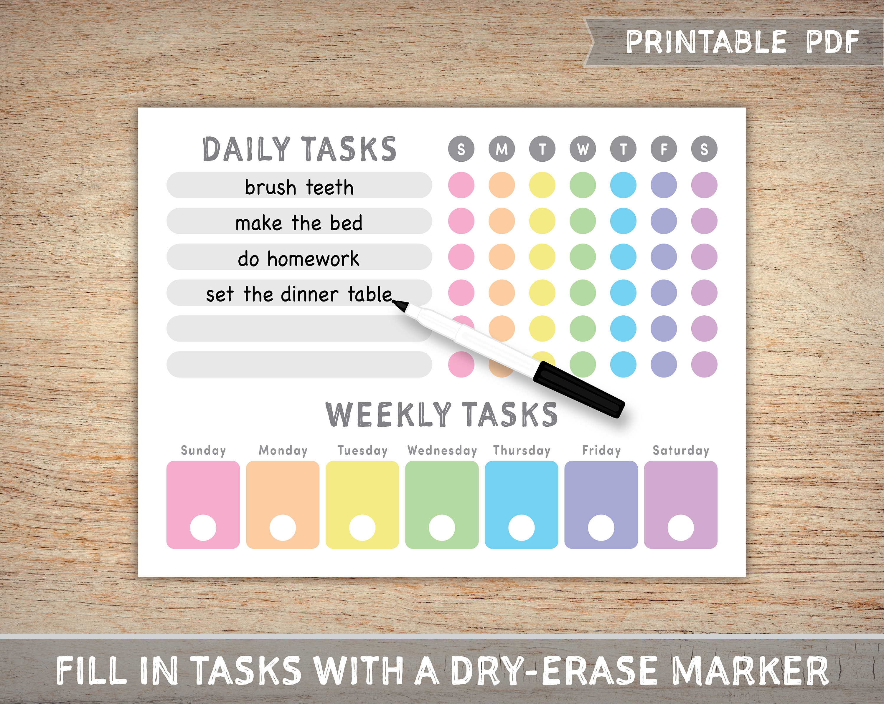 Printable Daily Checklist and Weekly Responsibilities for Kids ...