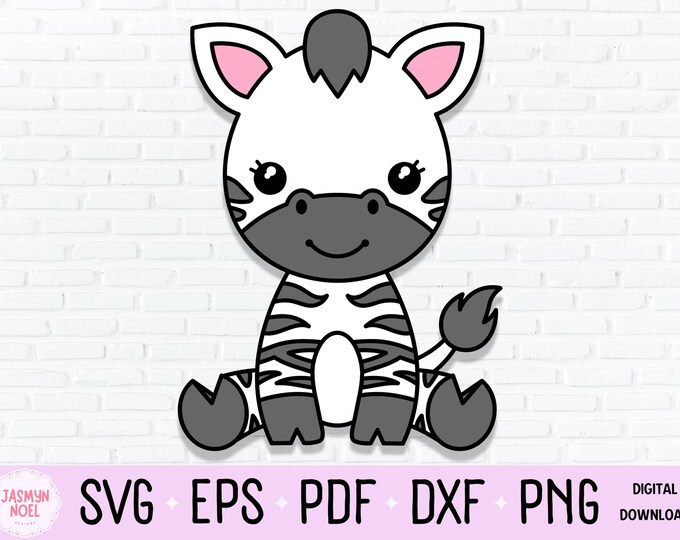 Cute Baby Zebra SVG, Zebra Vector, Jungle Safari Zoo Animal Clipart ...