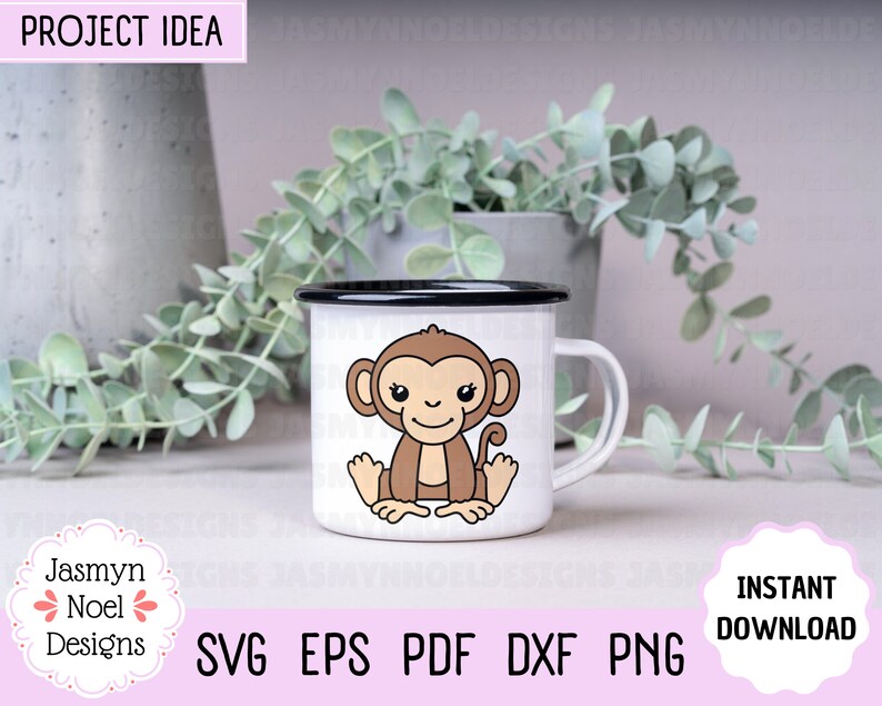 Cute Monkey SVG Cut File Chimpanzee Clipart Chimp PNG Ape - Etsy