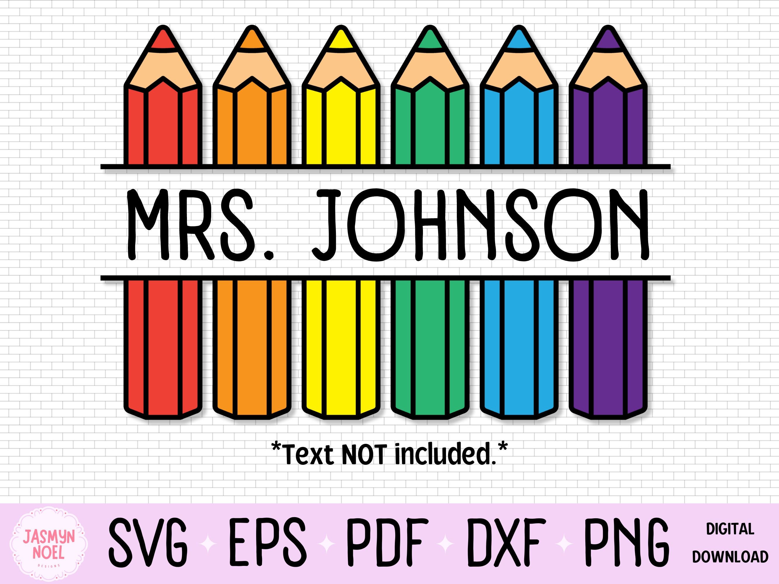 Colored Pencil SVG, Crayon PNG, Split Monogram Frame, School Monogram ...