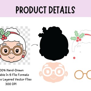 Cute Mrs Claus Face SVG With Holly | Festive Christmas Cut File for ...