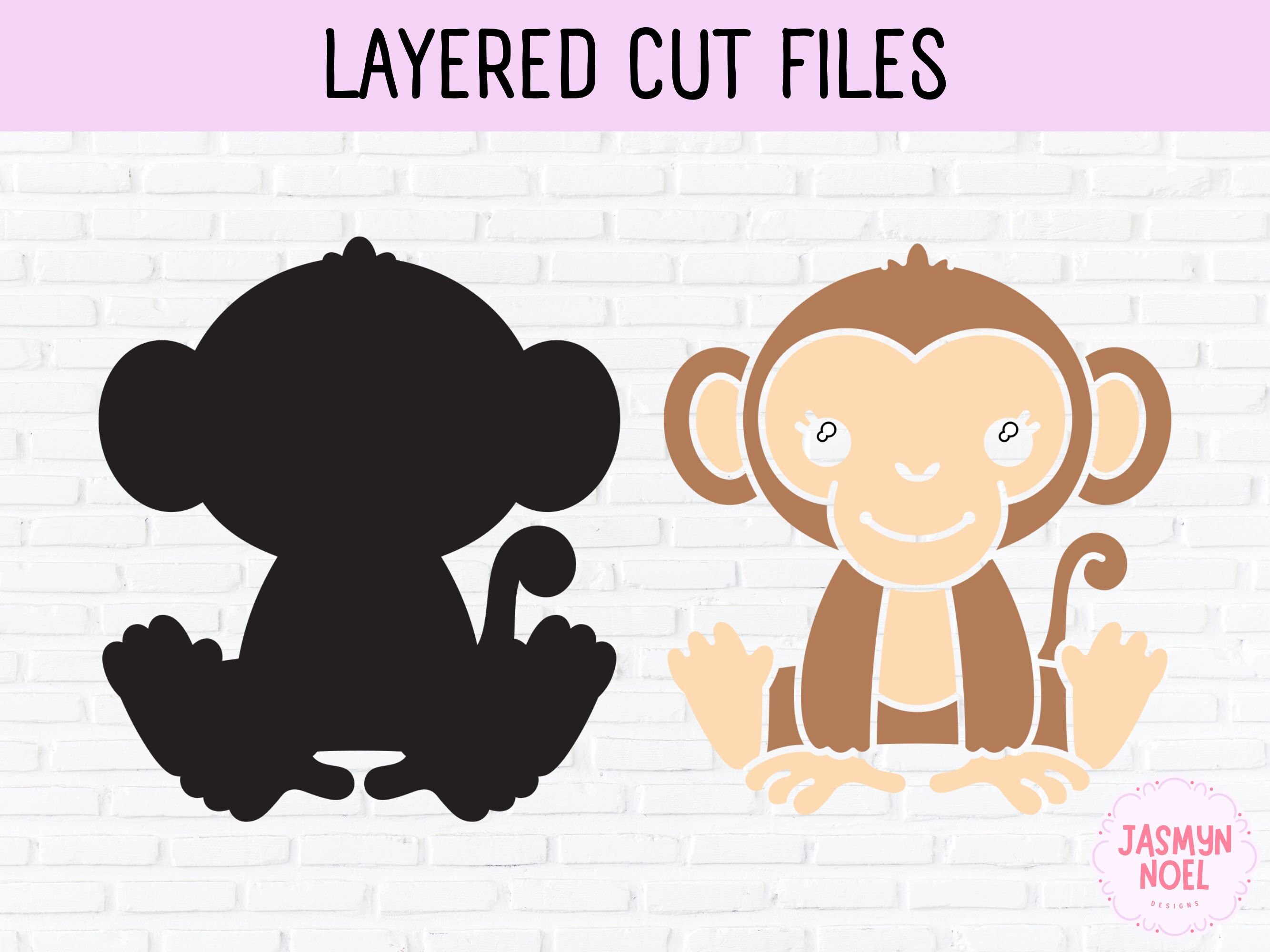 Cute Monkey SVG Cut File, Chimpanzee Clipart, Chimp PNG, Ape Vector ...