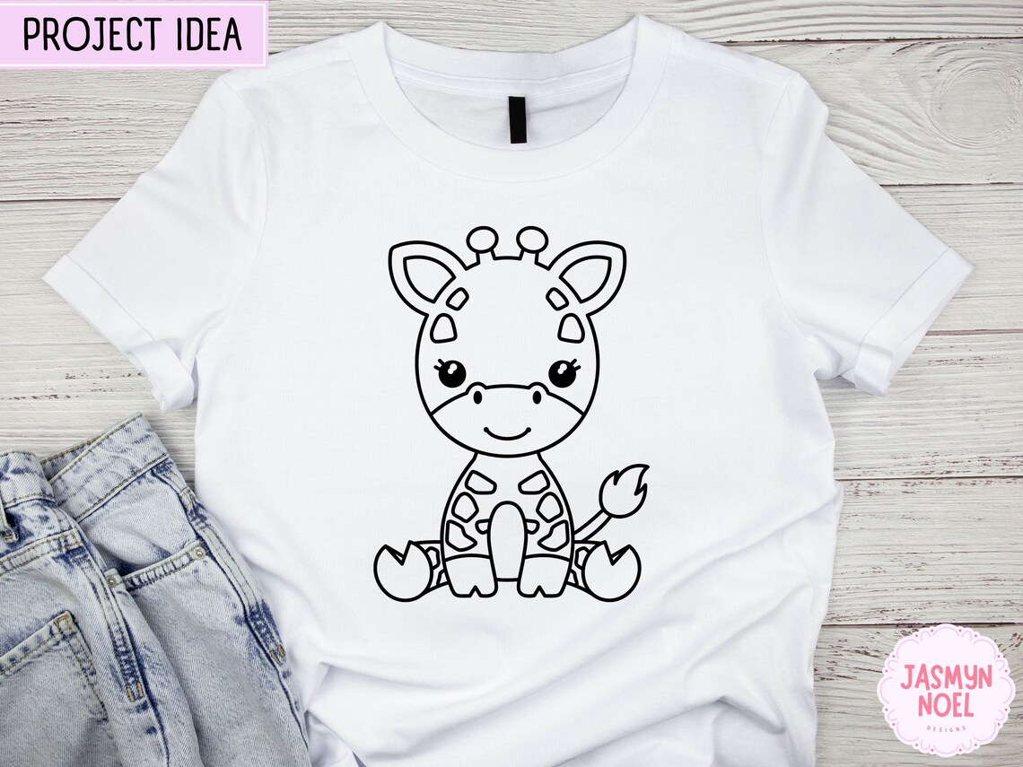 Cute Baby Giraffe Outline Clipart PNG SVG Cut File Jungle Safari Zoo ...
