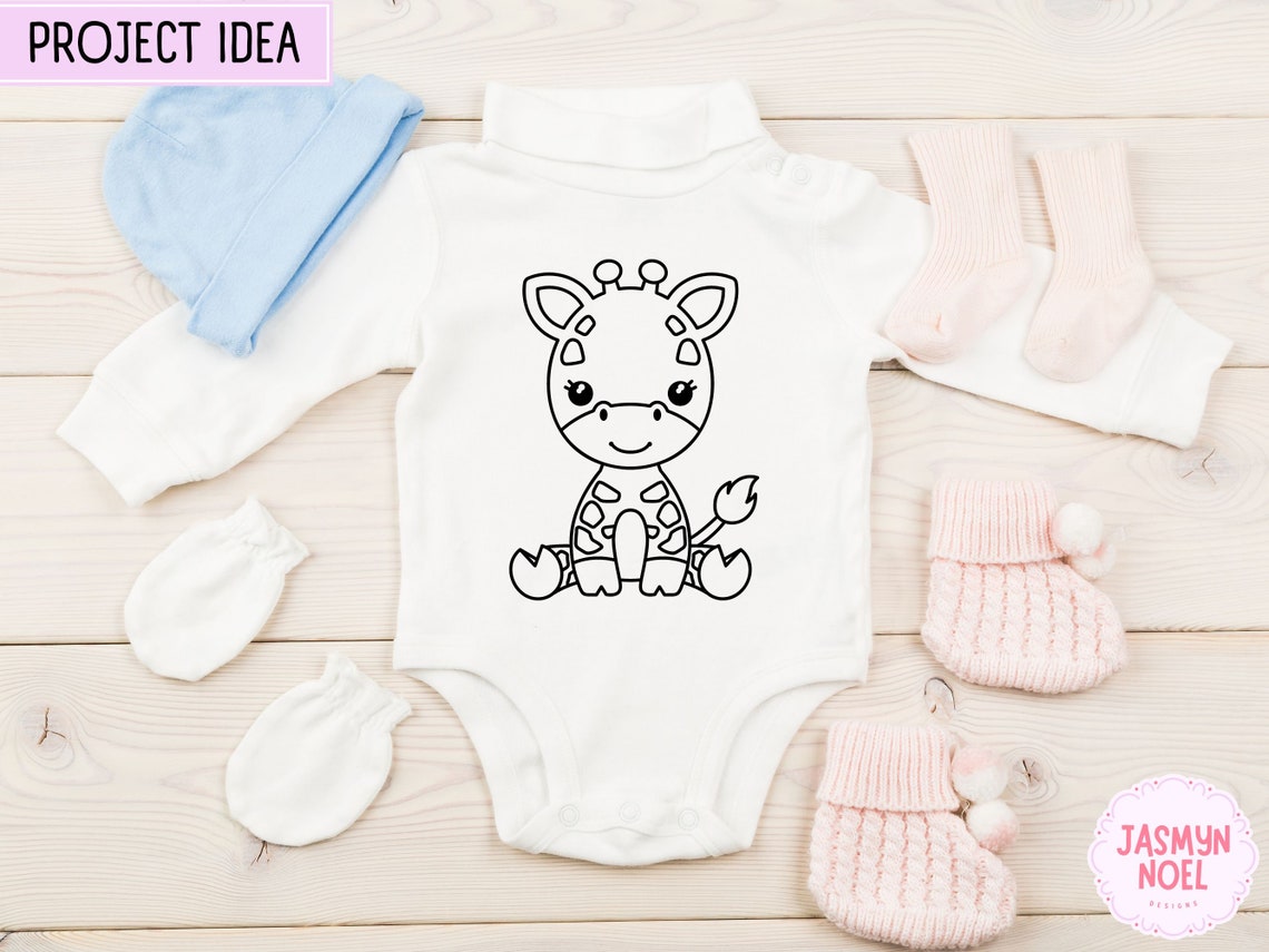 Cute Baby Giraffe Outline Clipart PNG SVG Cut File Jungle Safari Zoo ...