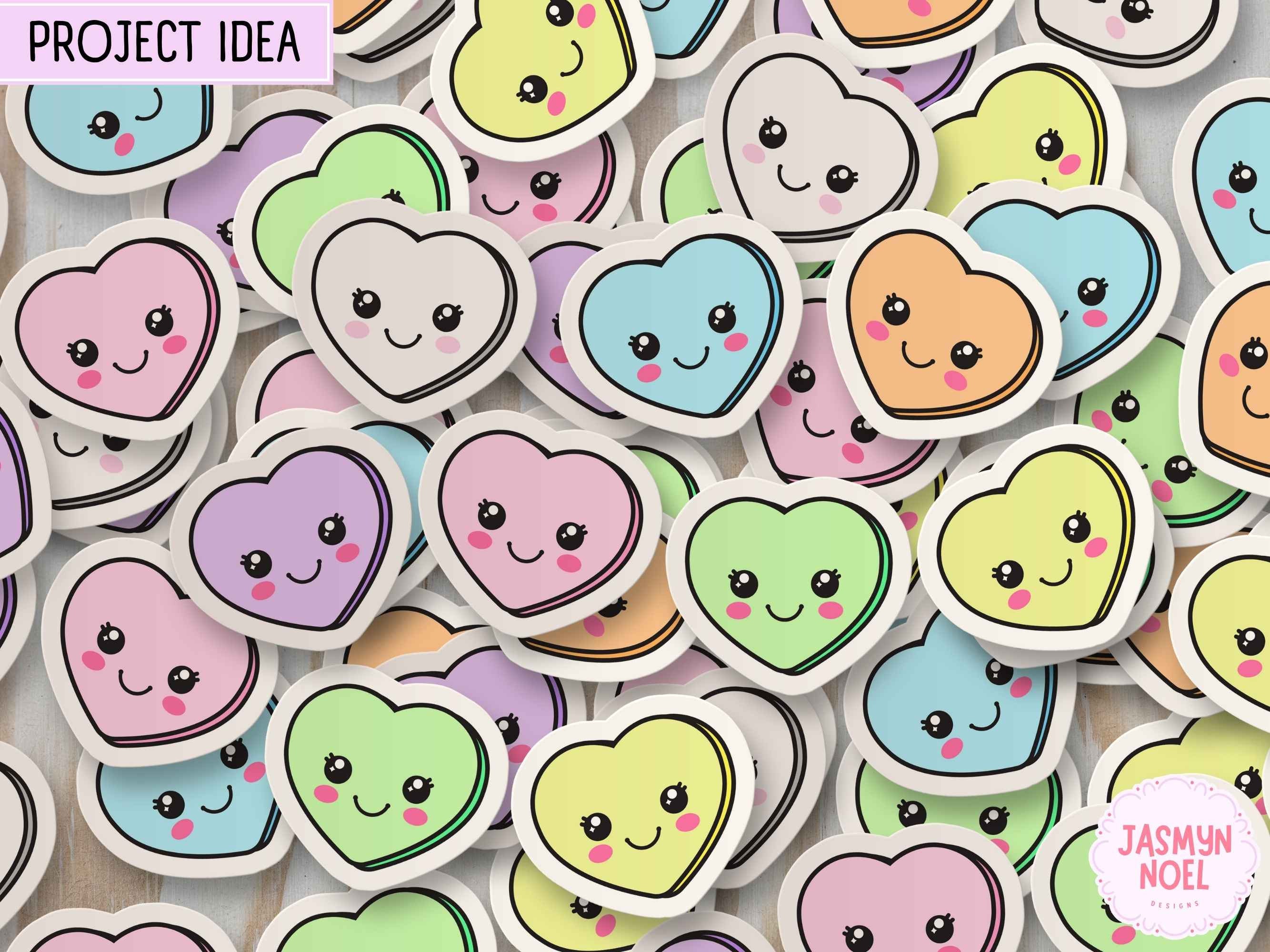 Kawaii Valentine's Day Candy Heart SVG PNG Clipart Cute Valentine ...