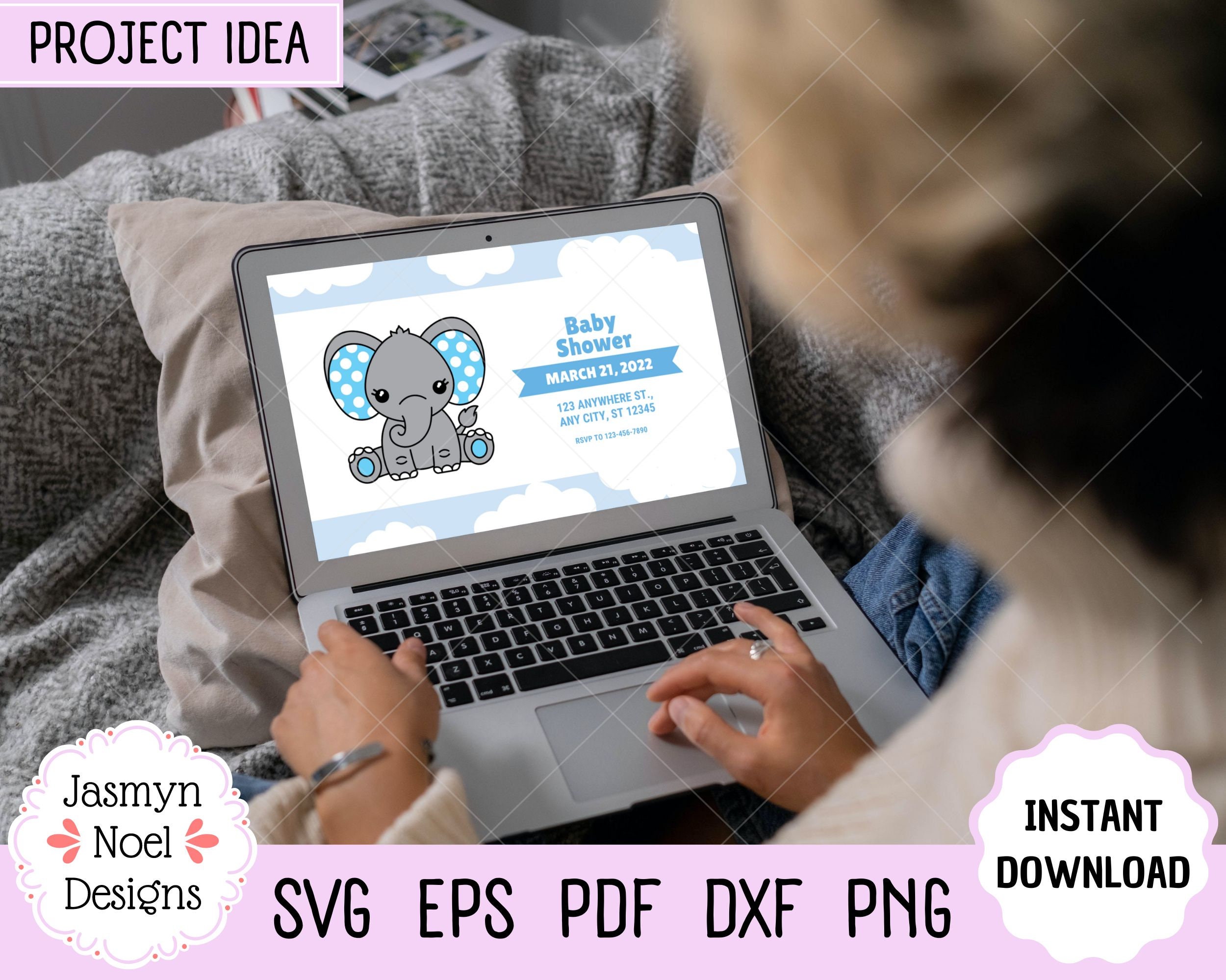 Blue and Gray Boy Elephant SVG PNG & DXF Cute Animal - Etsy