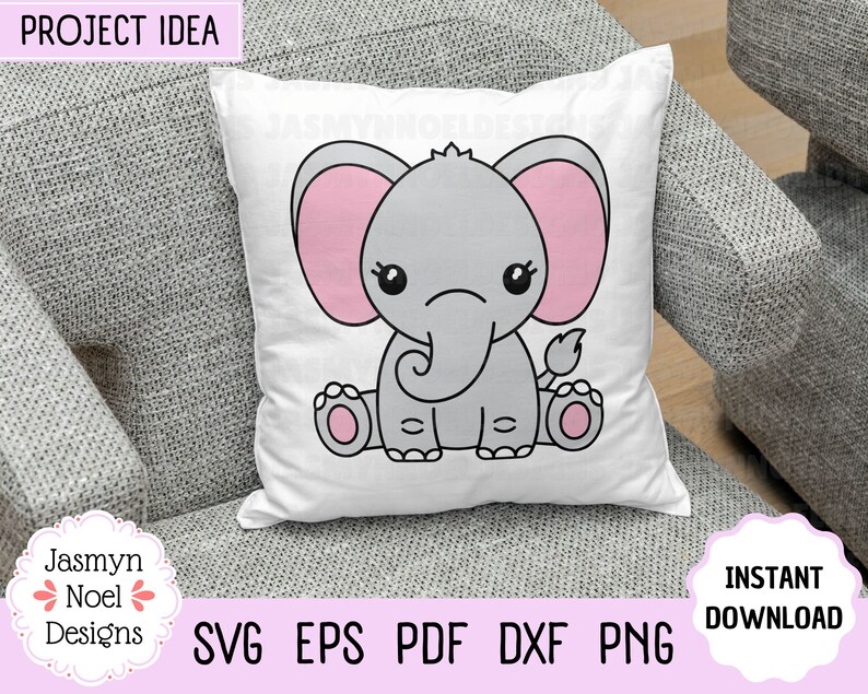 Cute Baby Elephant SVG Cut File PNG & DXF African Animal - Etsy