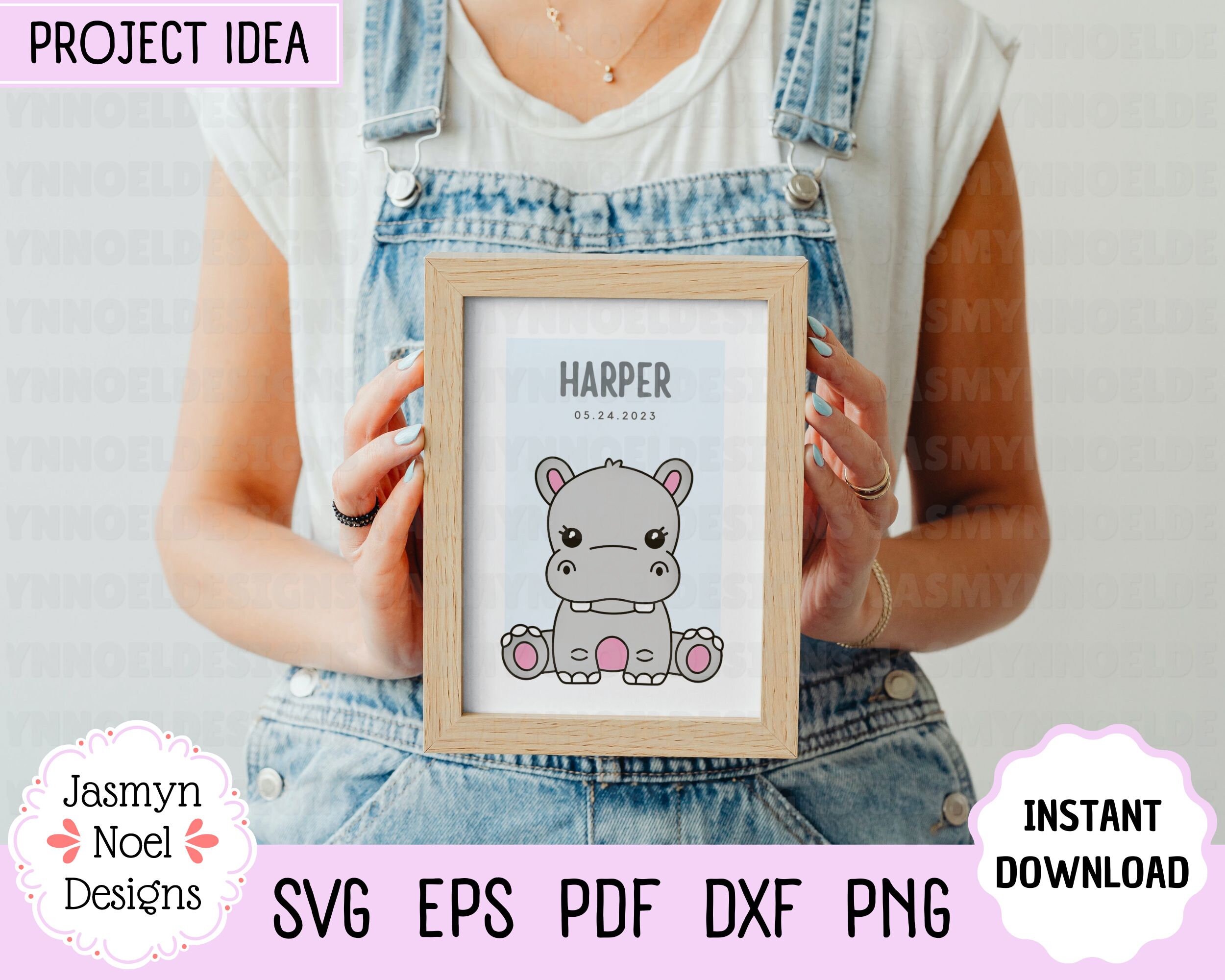 Hippo Hippopotamus Animal SVG Laser Cut File PNG Printable Clipart for ...