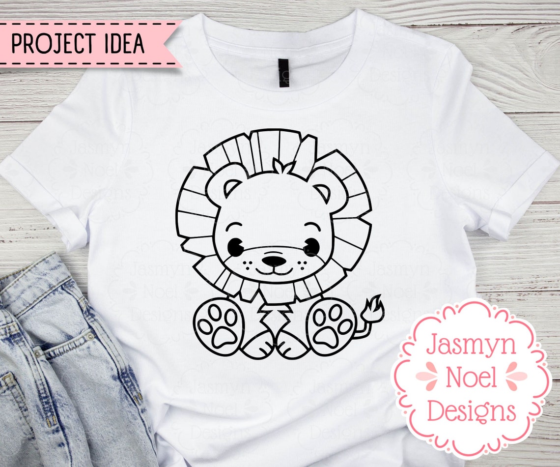 Cute Baby Lion Outline Clipart PNG & SVG Cut File - Etsy
