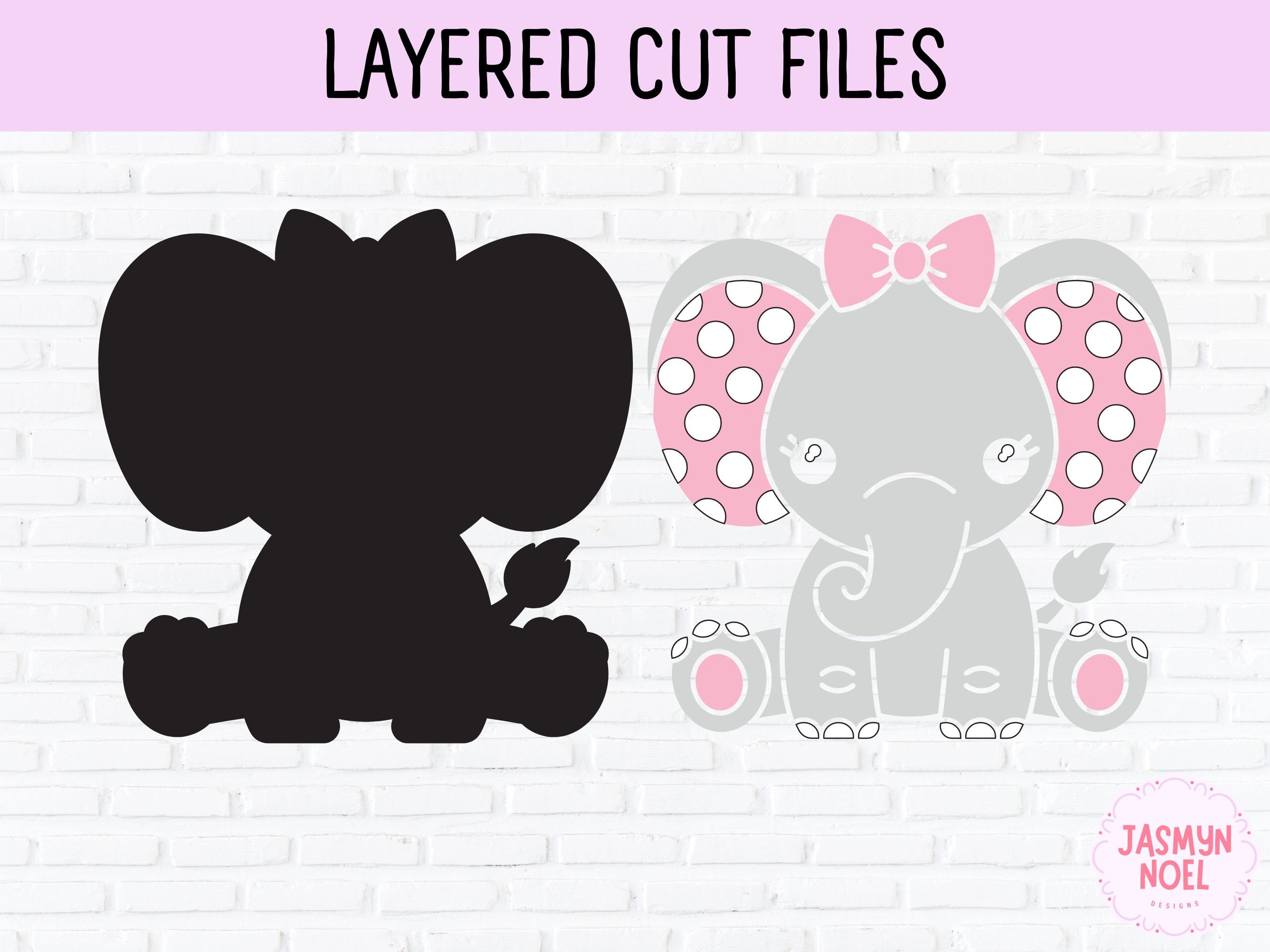Girl Elephant With Pink Bow SVG, PNG, & DXF - Cute Animal Clipart for ...