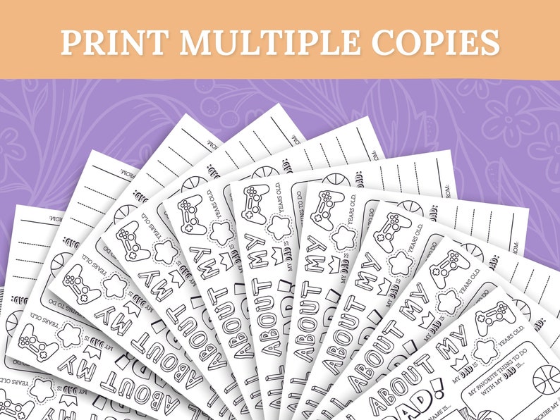 All About My Dad Printable Fill in the Blank Questionnaire Coloring ...