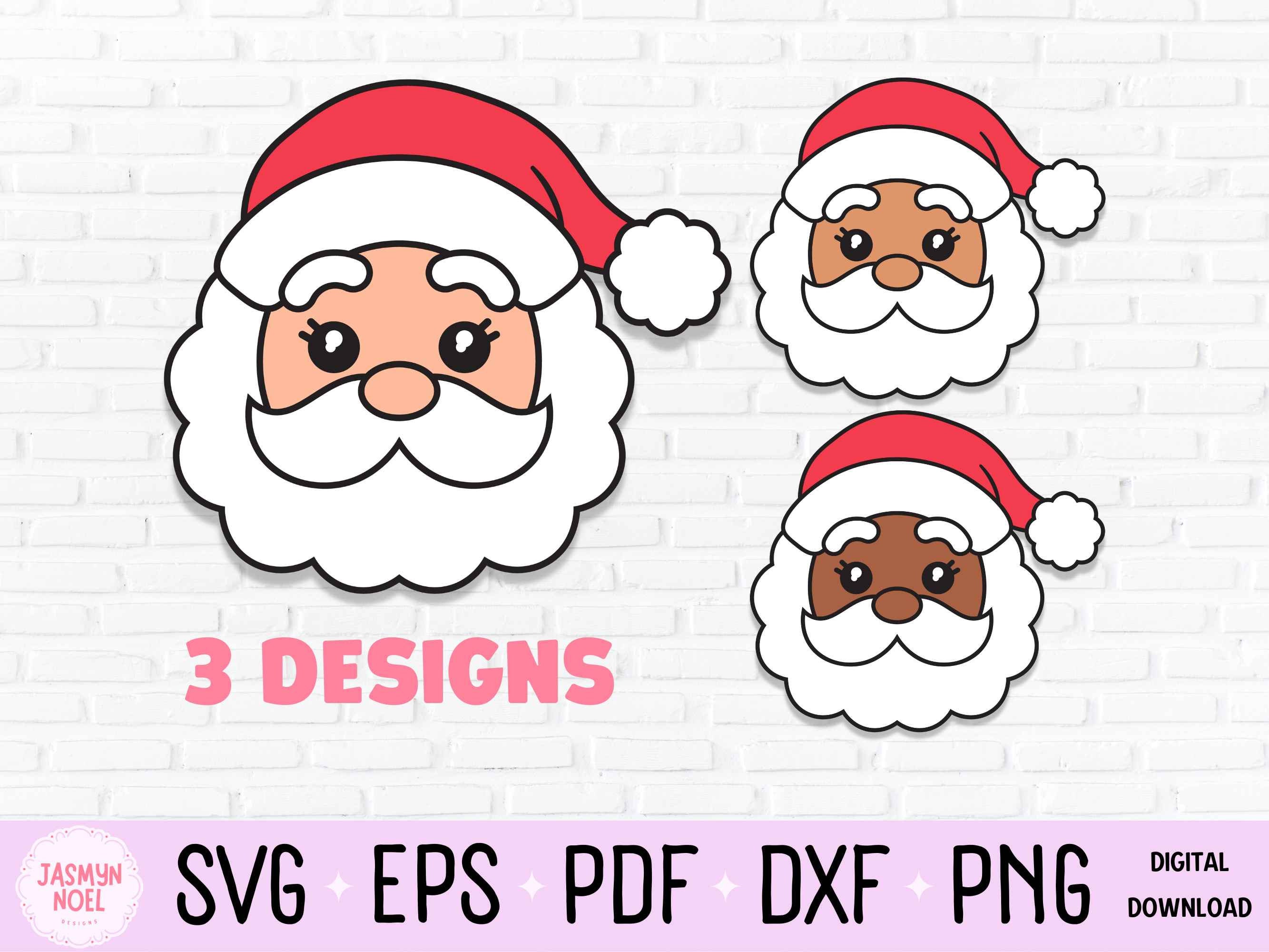 Cute Santa Claus Face SVG PNG Clipart and DXF Laser Cut File - Etsy