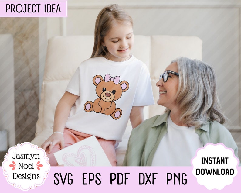 Cute Brown Girl Teddy Bear Pink Bow Clipart PNG DXF SVG Cut - Etsy