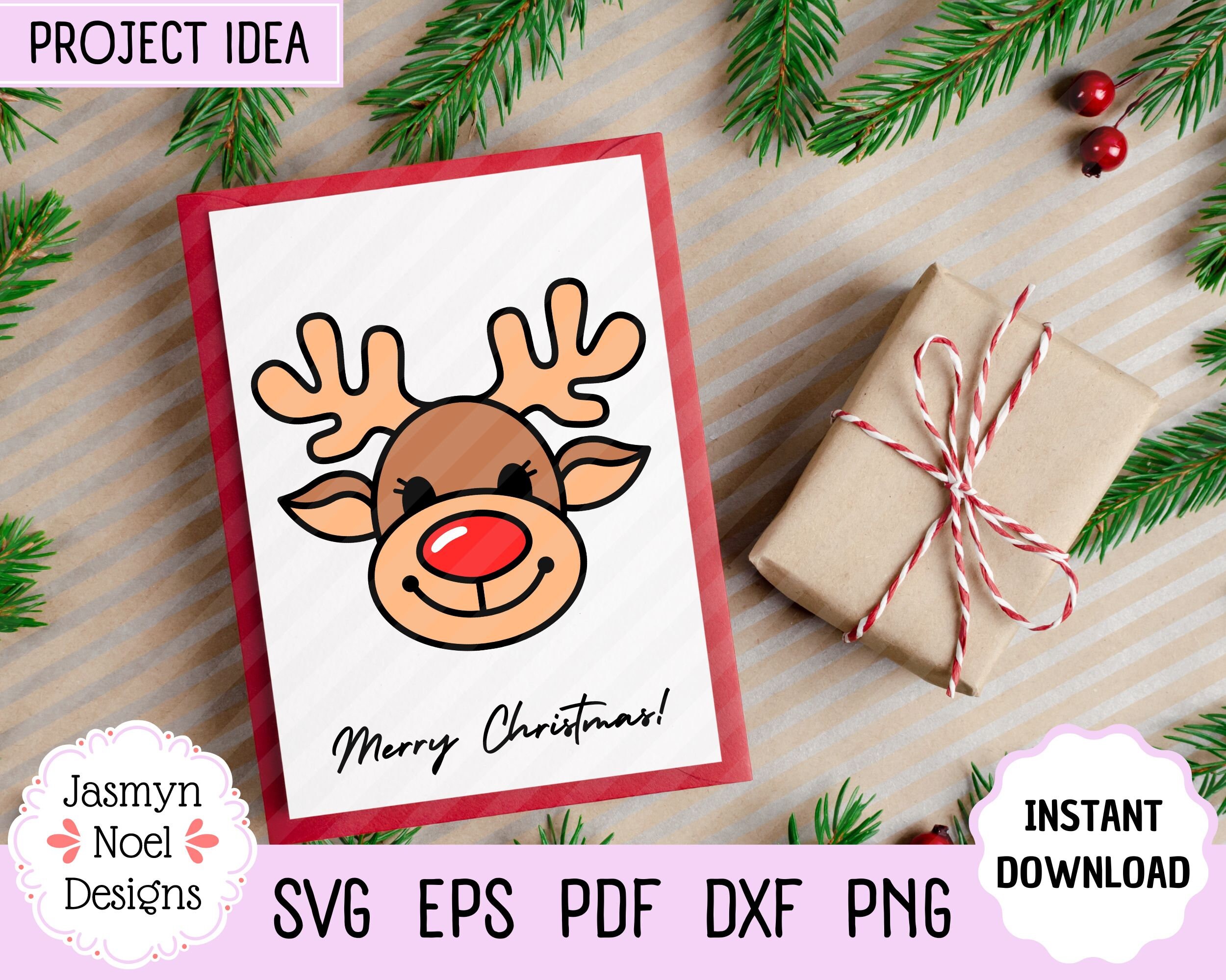 Cute Christmas Reindeer Clipart PNG & SVG Cut File - Etsy
