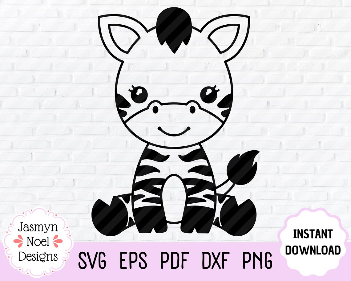 Cute Zebra Outline Clipart PNG SVG Cut File Jungle Safari - Etsy