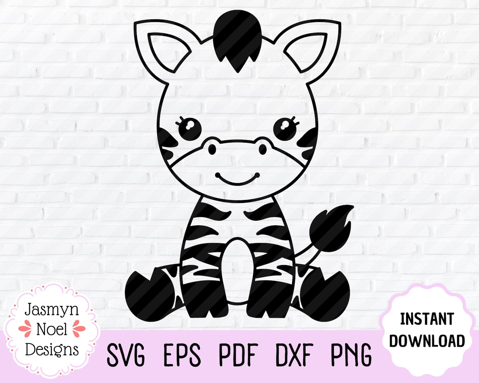 Cute Zebra Outline Clipart PNG SVG Cut File Jungle Safari - Etsy