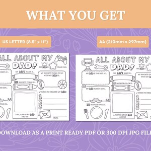 All About My Dad Printable Fill in the Blank Questionnaire Coloring ...