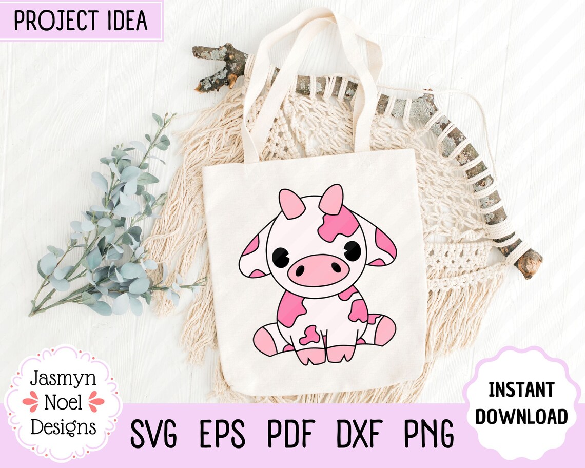 Strawberry Cow SVG Pink Cow Clipart Cute Cow PNG Baby - Etsy