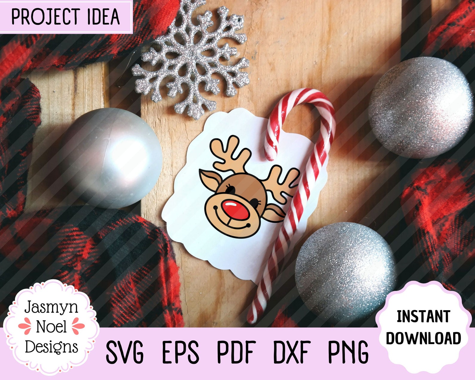 Cute Christmas Reindeer Clipart PNG & SVG Cut File - Etsy