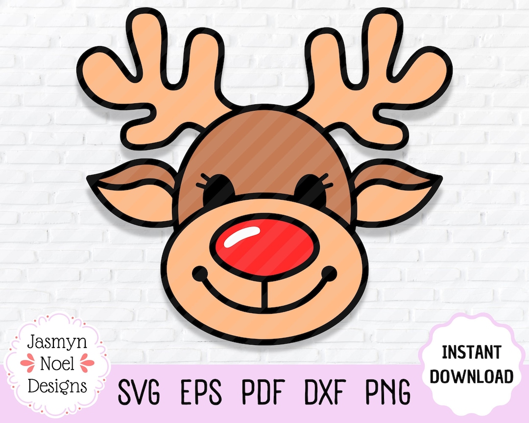 Cute Christmas Reindeer Clipart PNG & SVG Cut File - Etsy