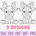 Rudolph Reindeer Christmas Line Art Bundle SVG, PNG, Clipart, Heat ...