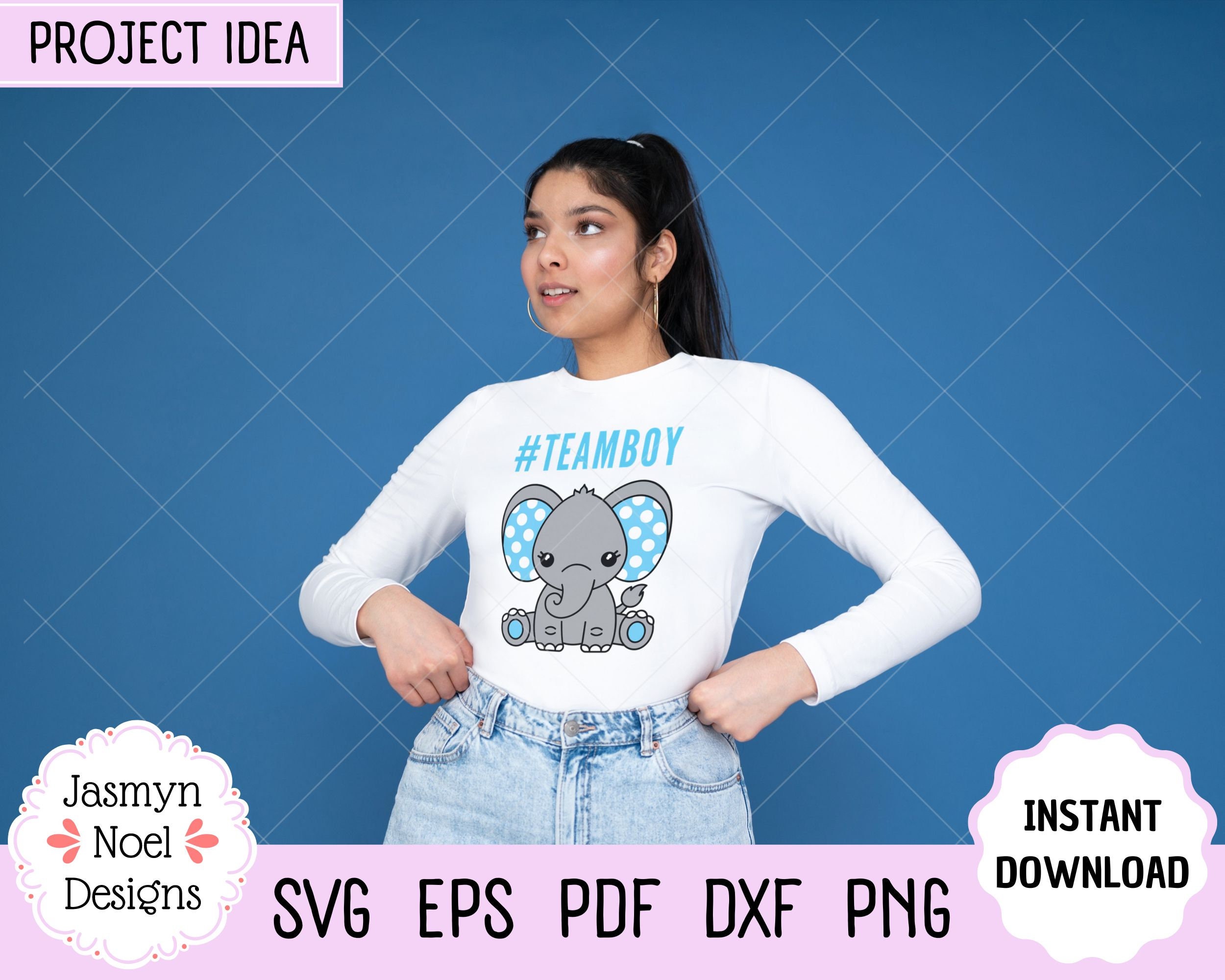 Blue and Gray Boy Elephant SVG PNG & DXF Cute Animal - Etsy