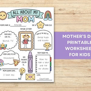 All About My Mom Mothers Day Printable Fill in the Blank Questionnaire ...