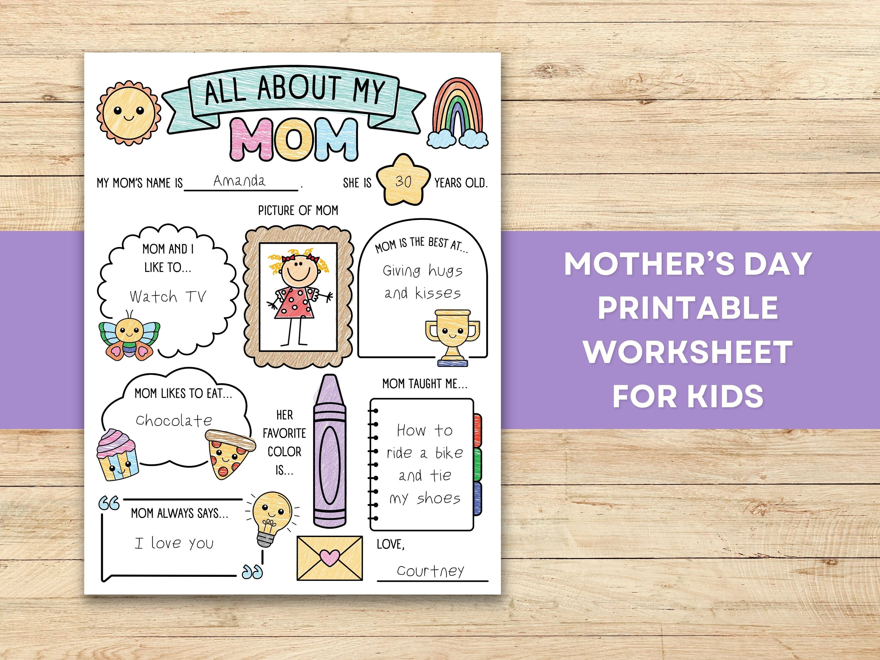All About My Mom Mothers Day Printable Fill in the Blank Questionnaire ...