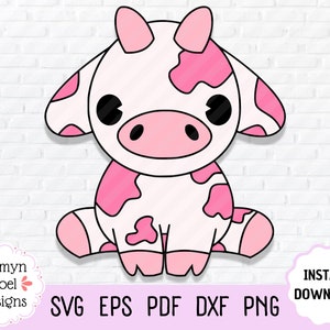 Strawberry Cow SVG Pink Cow Clipart Cute Cow PNG Baby - Etsy