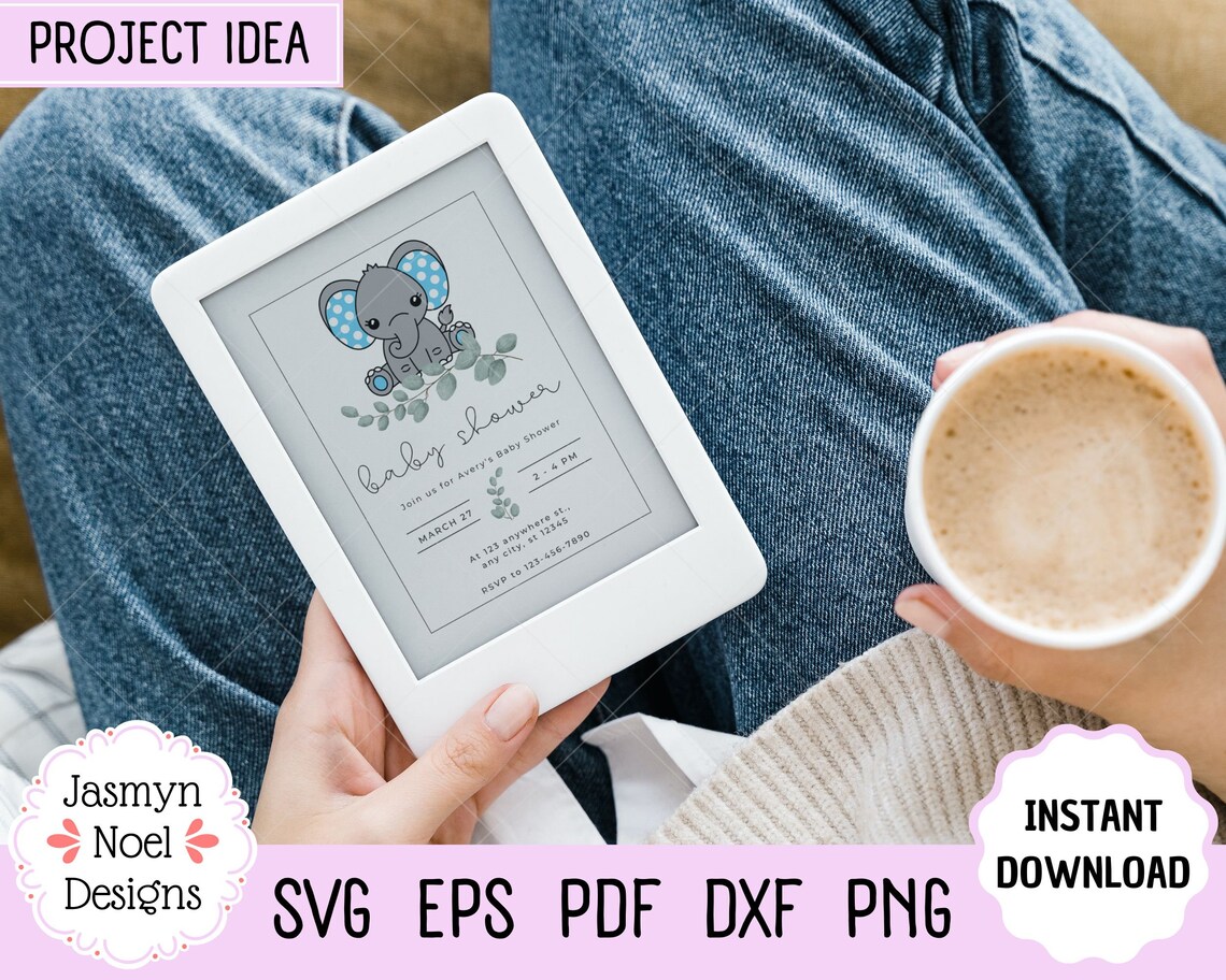 Blue and Gray Boy Elephant SVG PNG & DXF Cute Animal - Etsy