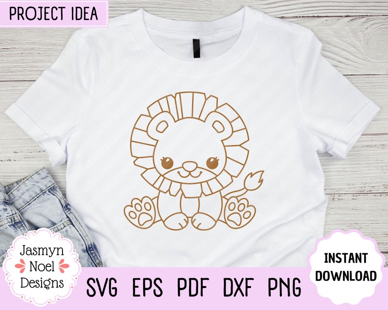 Cute Baby Lion Outline Clipart PNG & SVG Cut File - Etsy