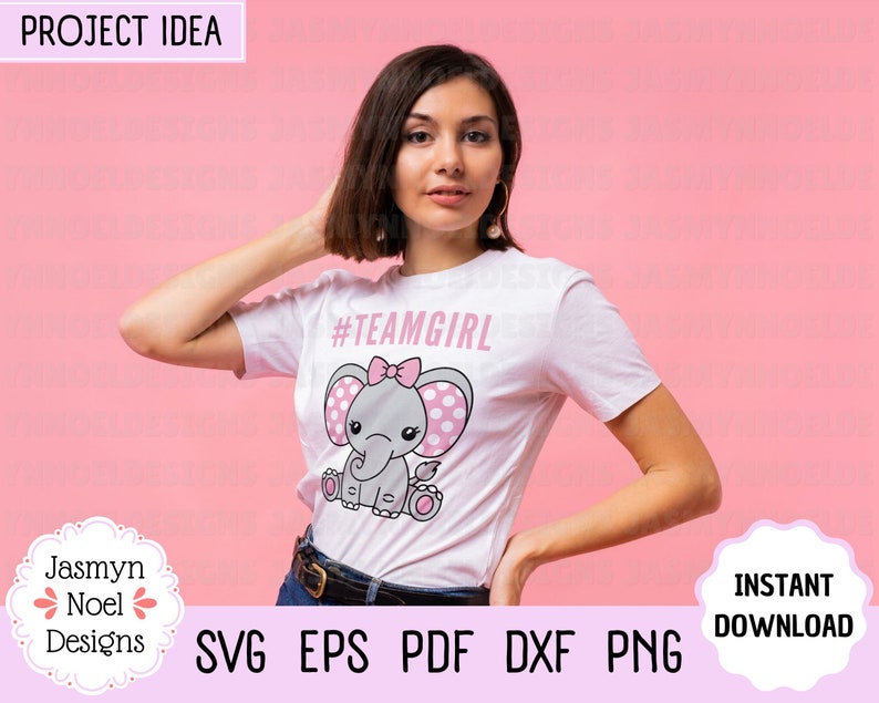 Girl Elephant With Pink Bow SVG PNG & DXF Cute Animal - Etsy