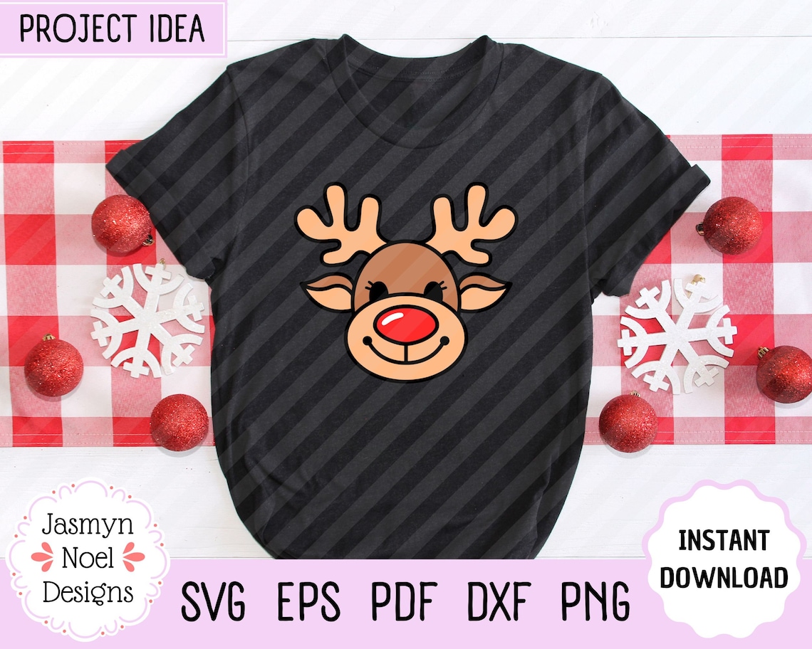 Cute Christmas Reindeer Clipart PNG & SVG Cut File - Etsy