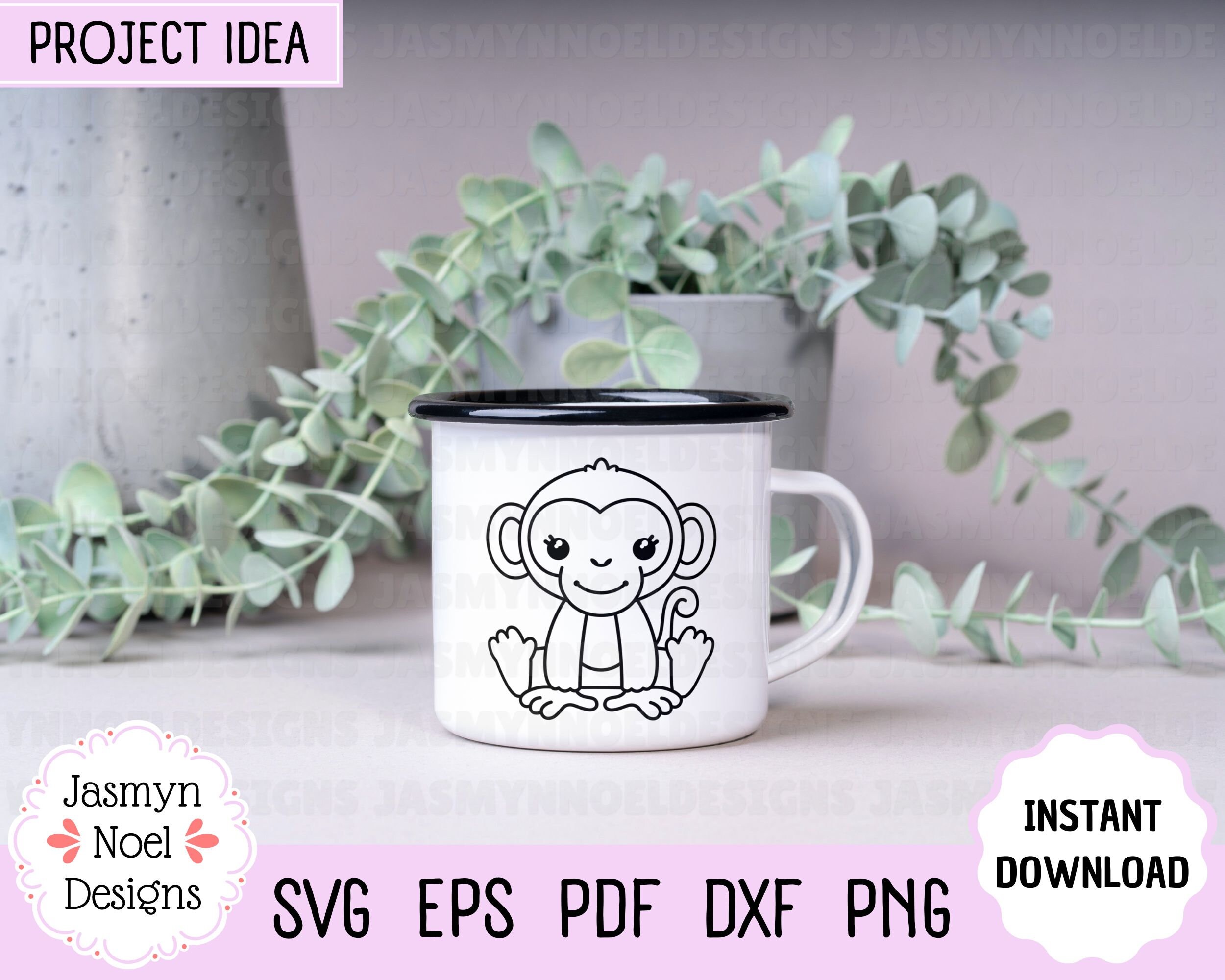 Cute Chimpanzee SVG Chimp Laser Cut File Monkey PNG & - Etsy Canada