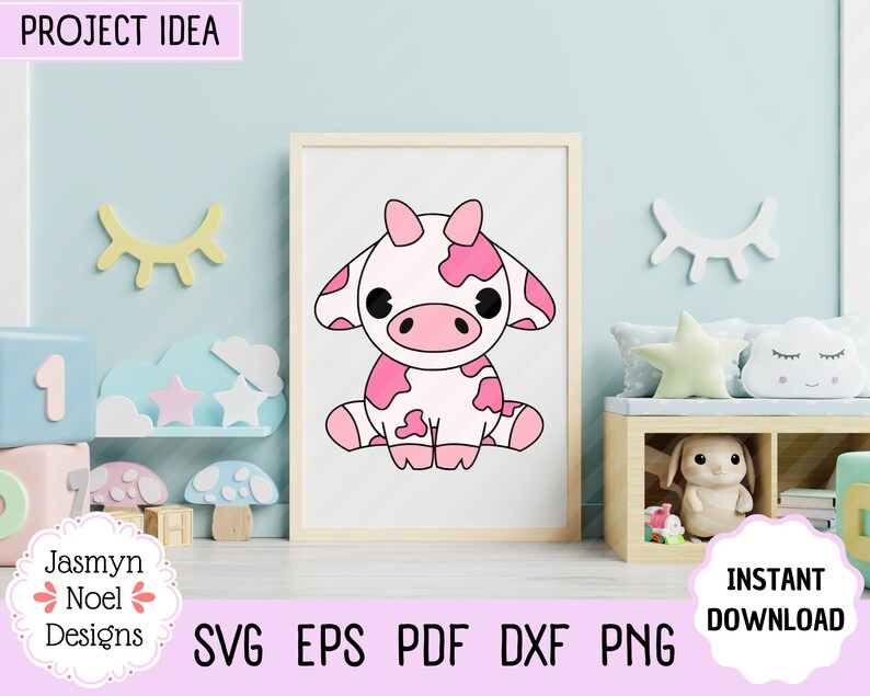 Strawberry Cow SVG Pink Cow Clipart Cute Cow PNG Baby - Etsy