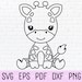 Cute Baby Giraffe Outline Clipart PNG SVG Cut File - Jungle Safari Zoo ...