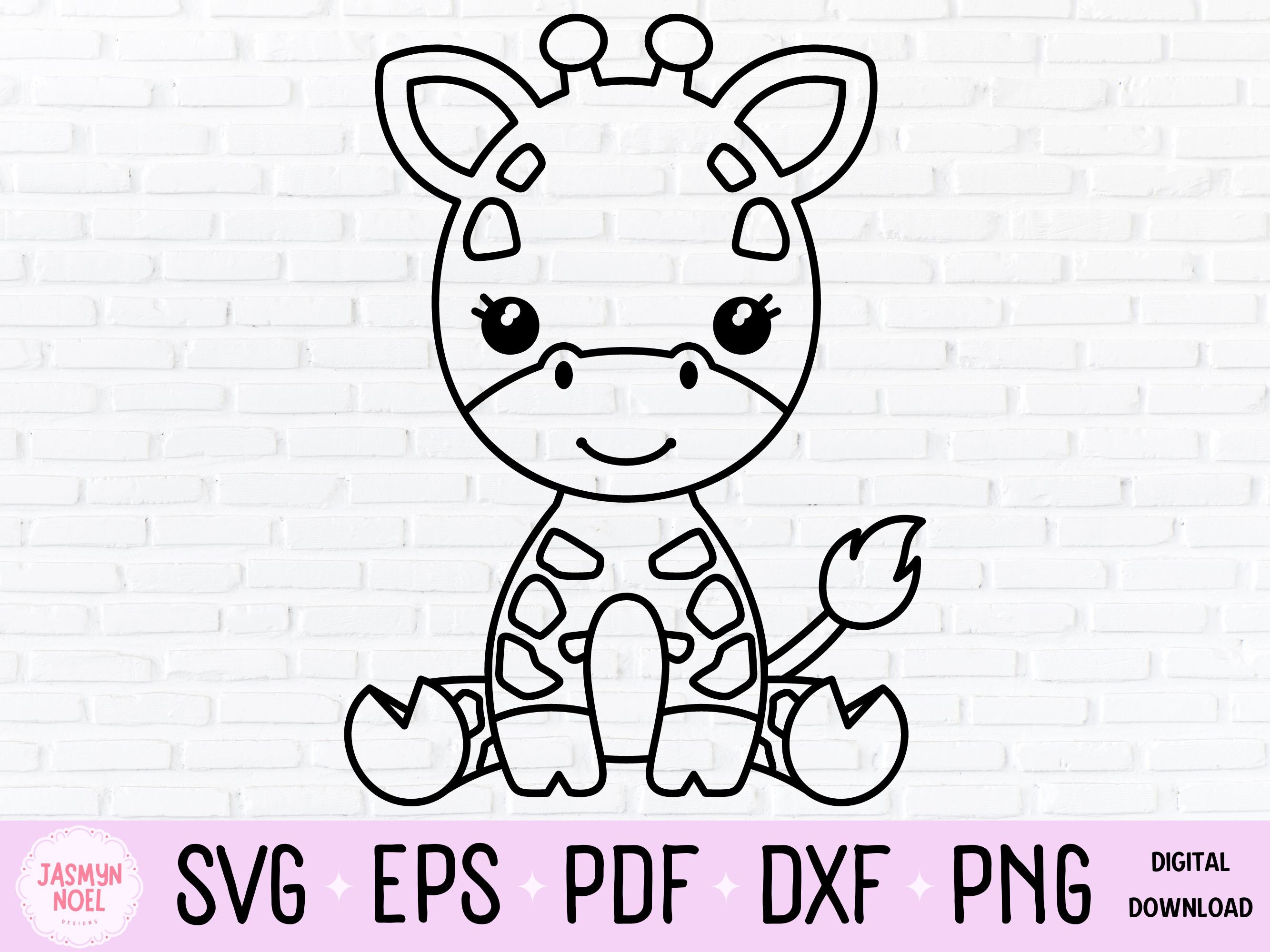 Cute Baby Giraffe Outline Clipart PNG SVG Cut File - Jungle Safari Zoo ...
