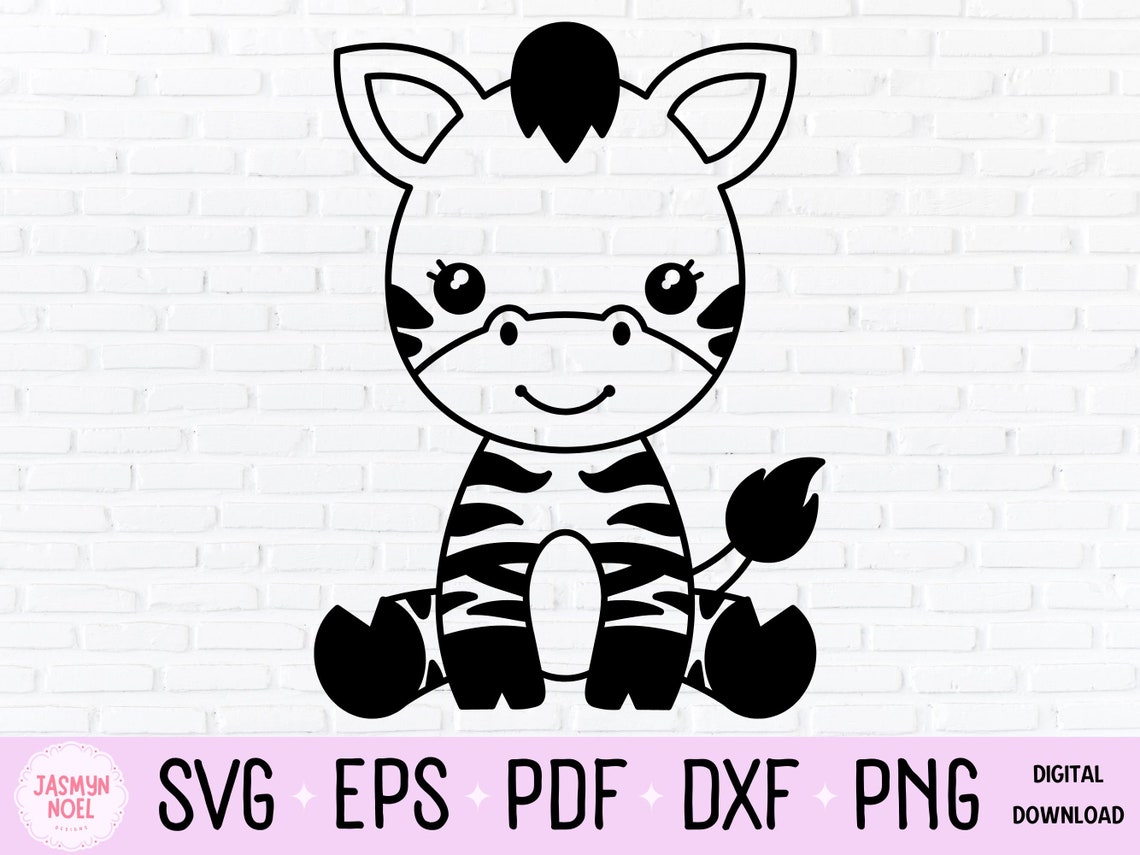 Cute Zebra Outline Clipart PNG SVG Cut File Jungle Safari Zoo Animal ...