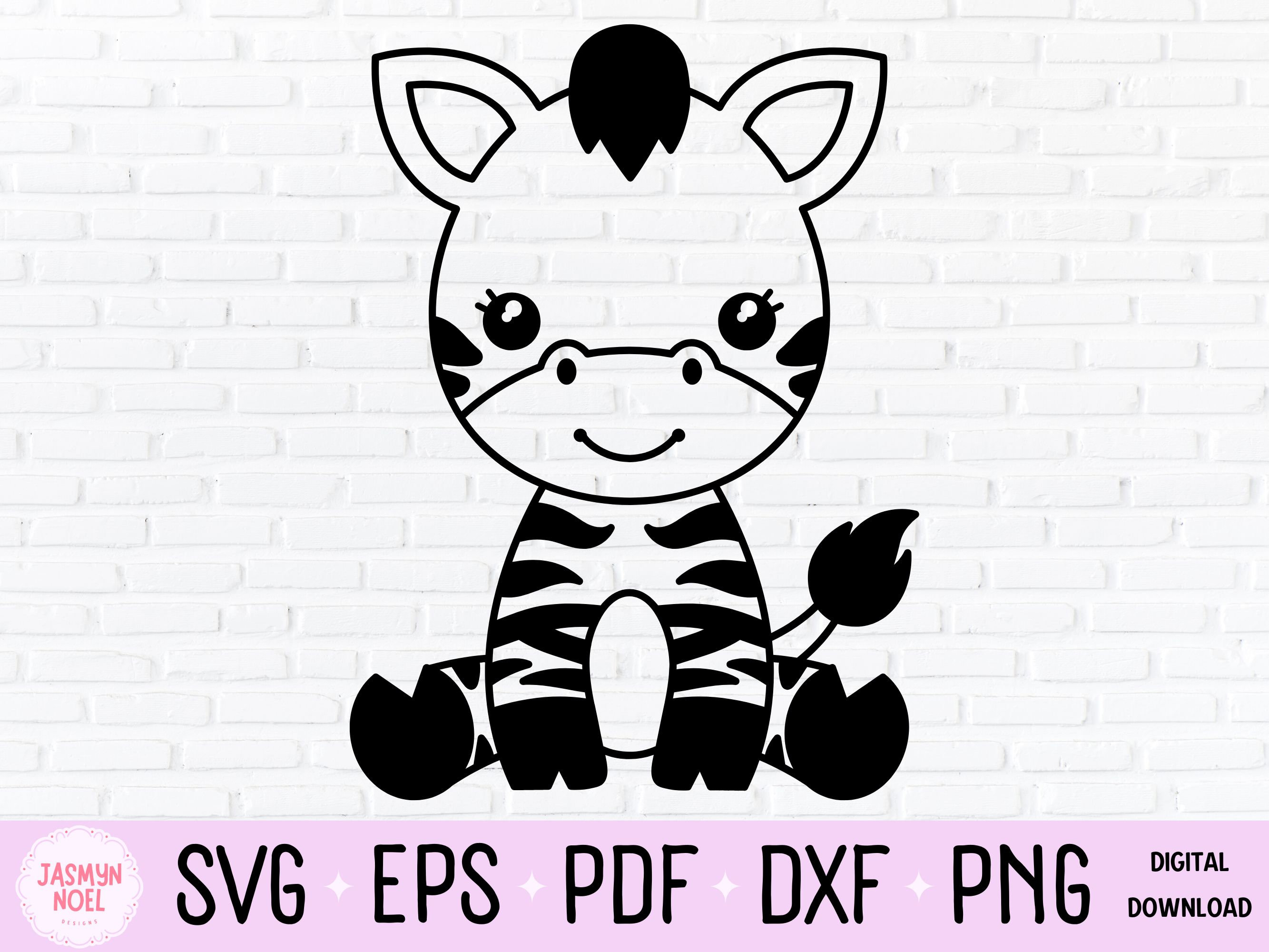Cute Zebra Outline Clipart PNG SVG Cut File Jungle Safari Zoo Animal ...