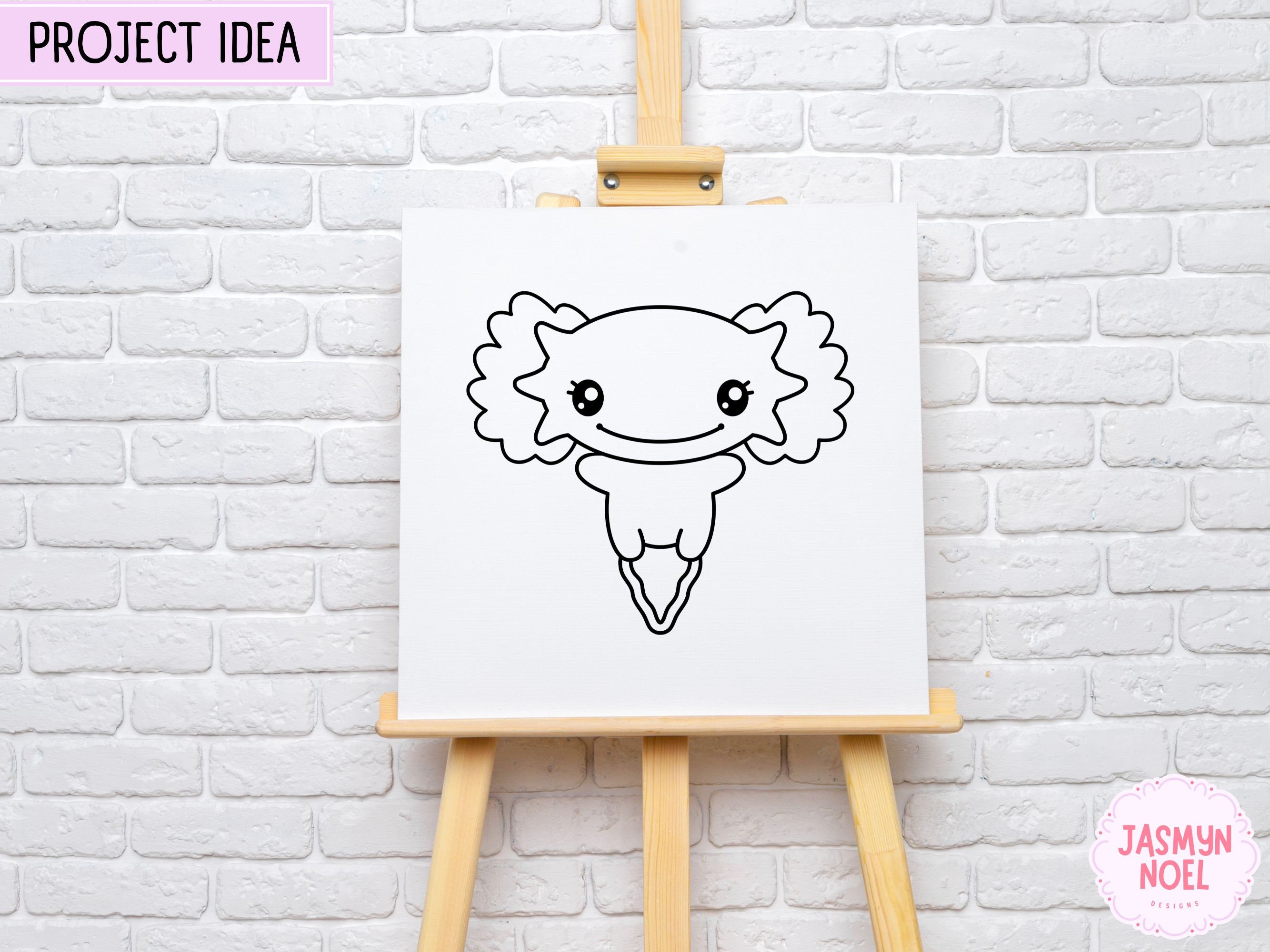 Cute Axolotl Outline Clipart, PNG, SVG Cut File Design Kawaii Axolotl ...