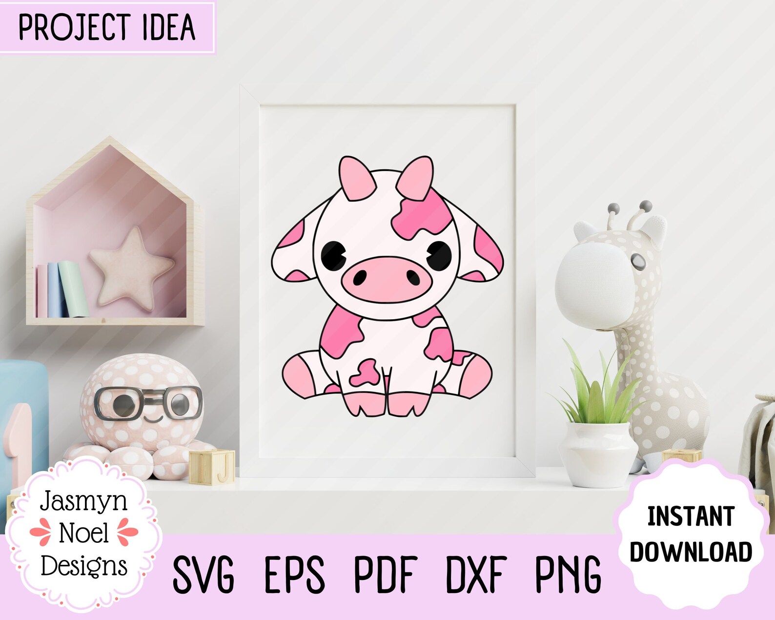 Strawberry Cow SVG Pink Cow Clipart Cute Cow PNG Baby - Etsy