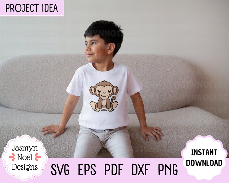 Cute Monkey SVG Cut File Chimpanzee Clipart Chimp PNG Ape - Etsy