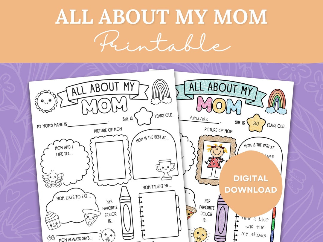All About My Mom Mothers Day Printable Fill in the Blank Questionnaire ...