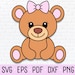 Cute Brown Girl Teddy Bear Pink Bow Clipart, PNG, DXF, SVG Cut File for ...