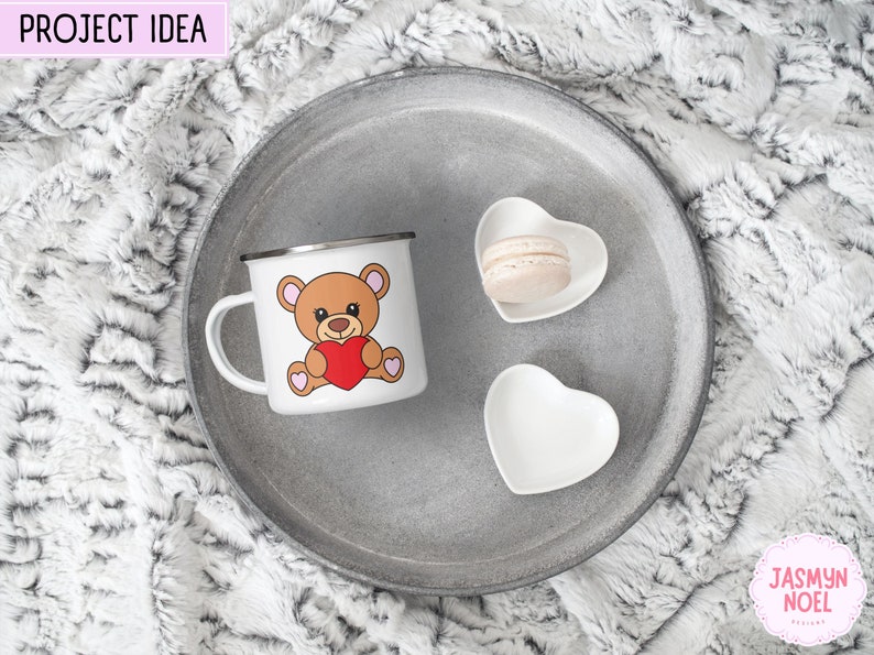 Cute Teddy Bear in Love Holding A Heart Valentine SVG, Sublimation PNG ...