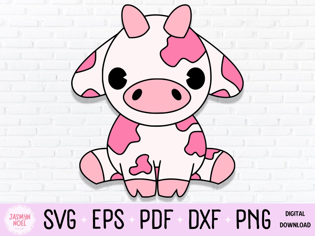 Strawberry Cow SVG | Pink Cow Clipart | Cute Cow PNG | Baby Cow ...