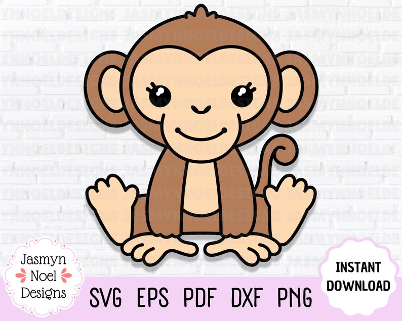 Cute Monkey SVG Cut File Chimpanzee Clipart Chimp PNG Ape - Etsy