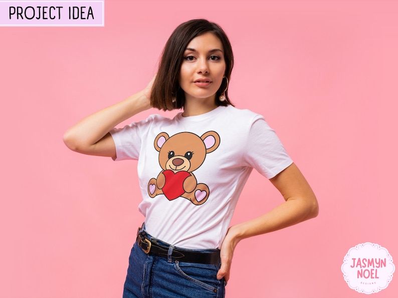 Cute Teddy Bear in Love Holding A Heart Valentine SVG, Sublimation PNG ...