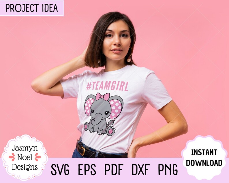 Girl Elephant With Pink Bow SVG PNG & DXF Cute Animal - Etsy